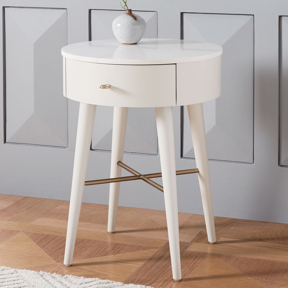 Penelope Nightstand Oyster w Marble Top